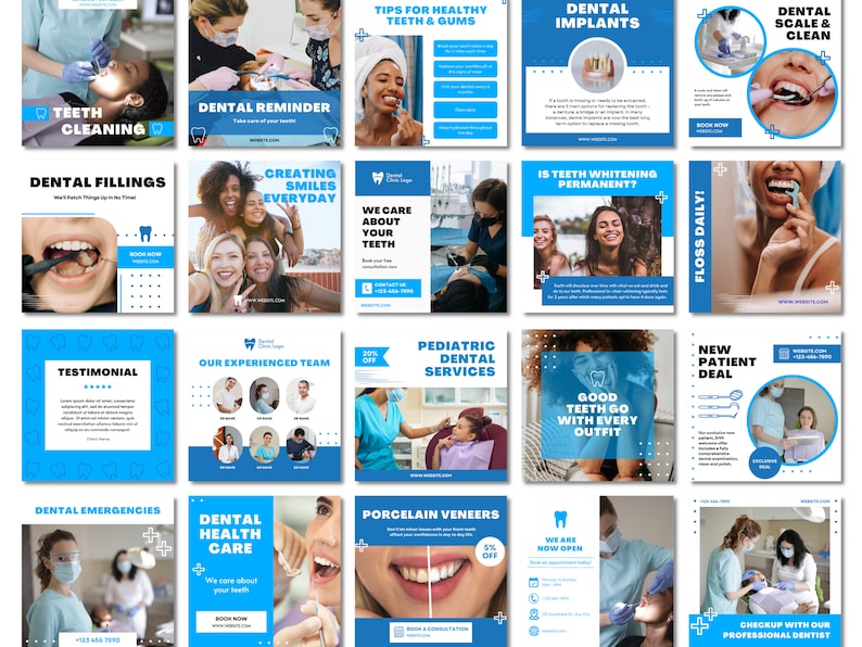 50 Dental Instagram Post Templates | Dentist Dental Clinic Social Media ...
