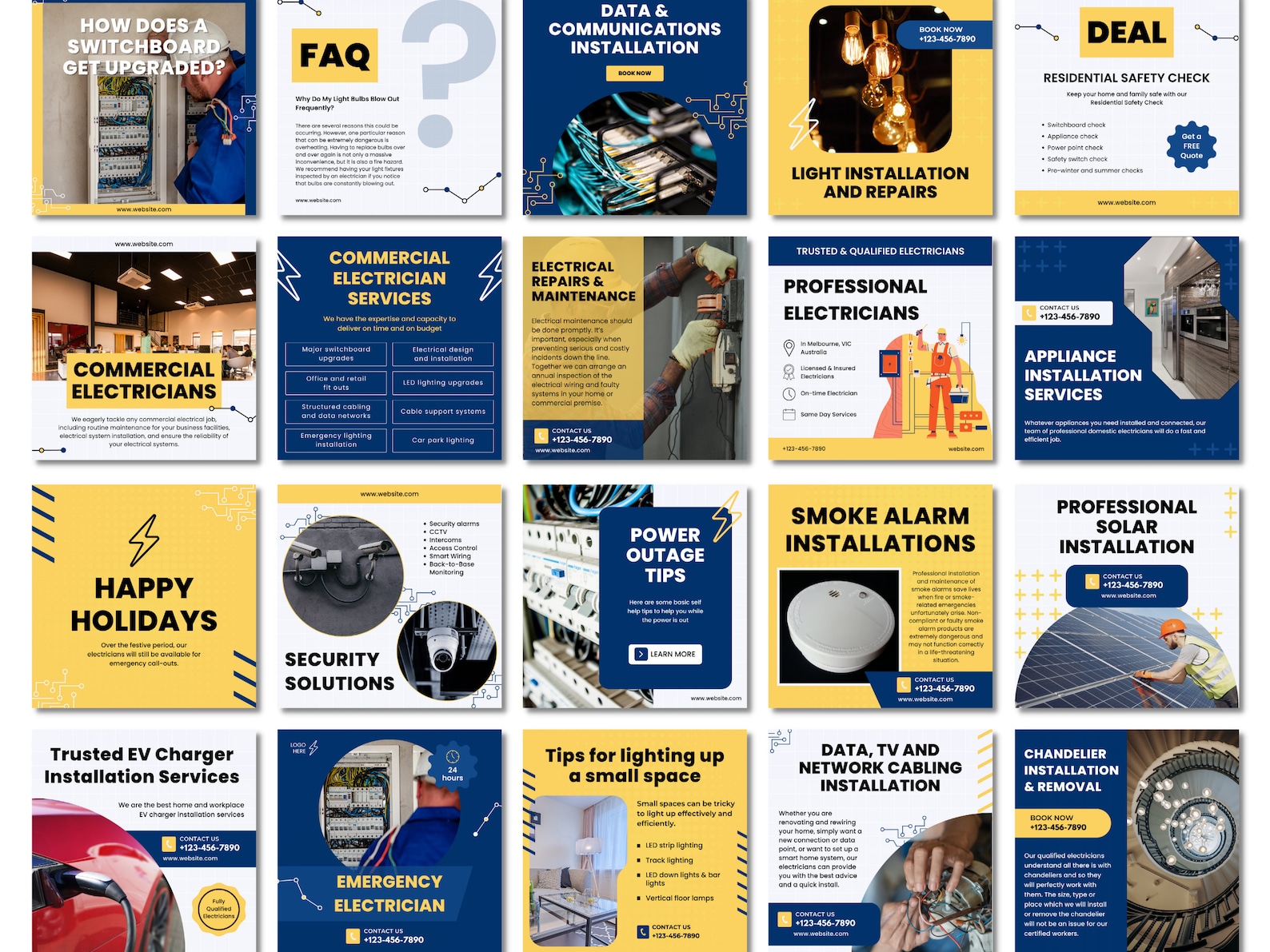 50 Electrician Instagram Post Templates | Electric Service Electrical ...