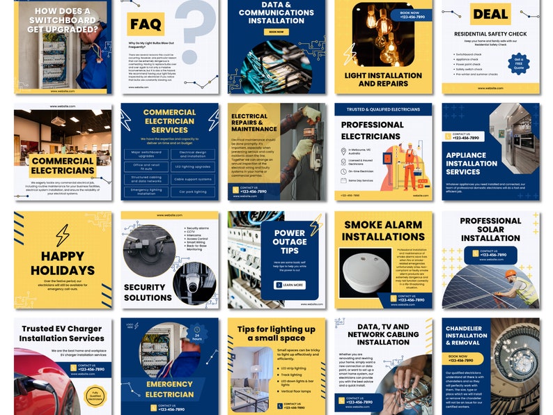 50 Electrician Instagram Post Templates | Electric Service Electrical ...