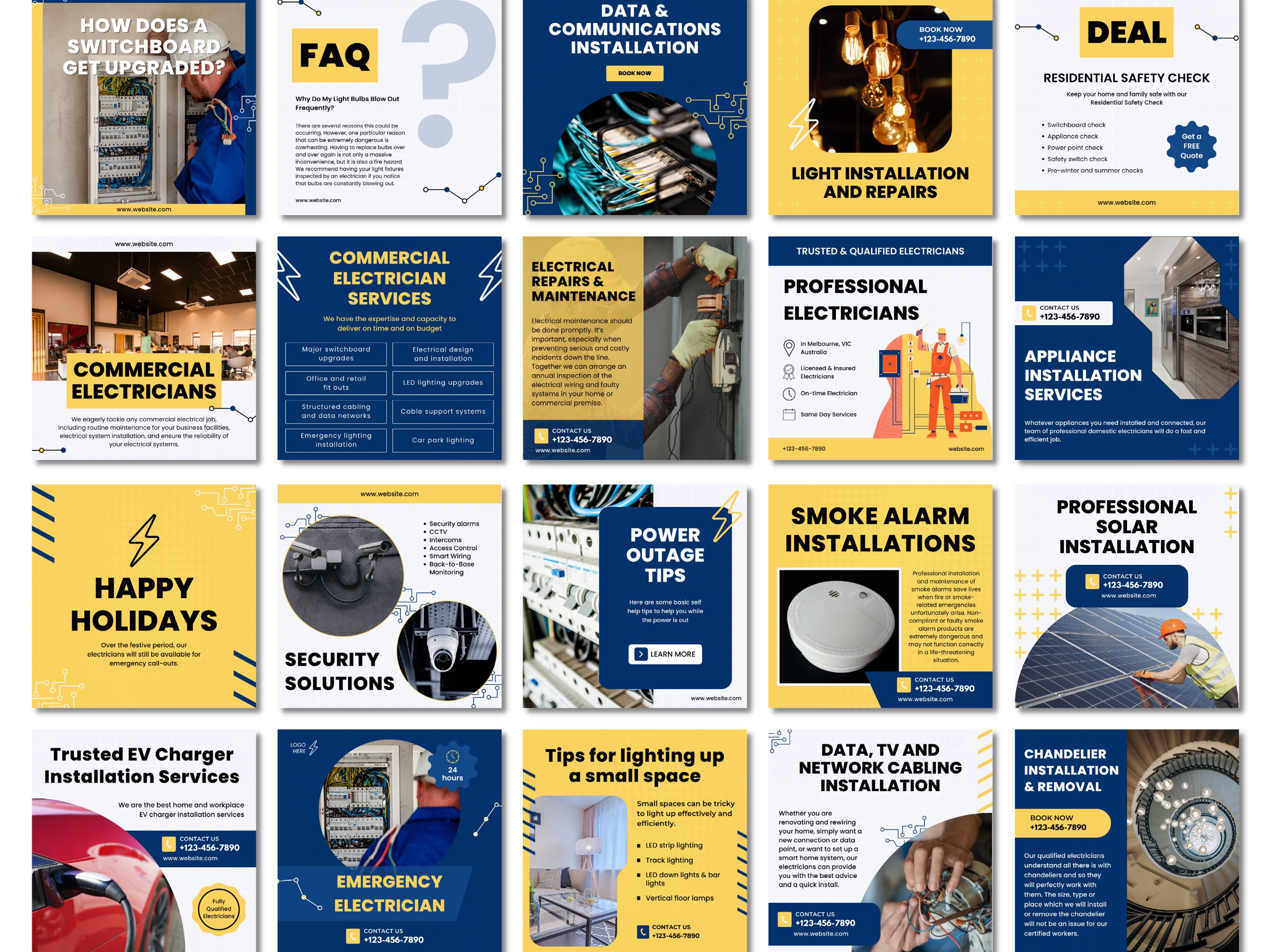 50 Electrician Instagram Post Templates | Electric Service Electrical ...