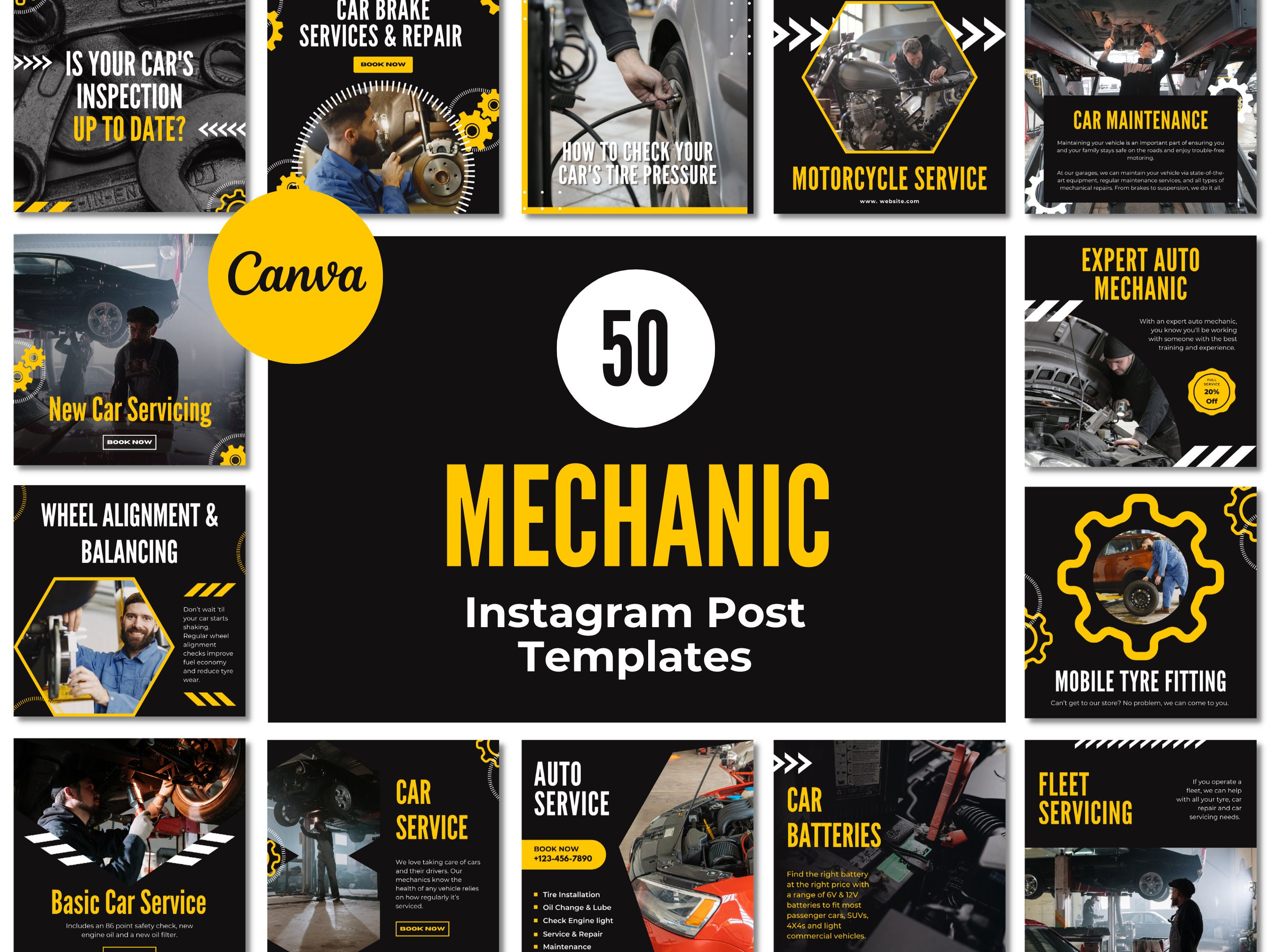 50 Auto Mechanic Instagram Post Templates | Automotive Car Repair Shop ...