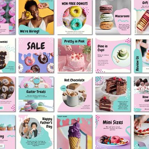50 Bakery Instagram Post Templates | Sweets Donut Cupcake Dessert Cake ...