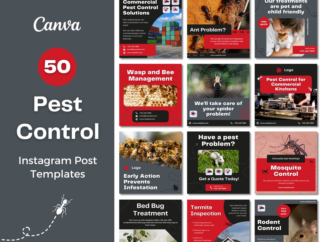 50 Pest Control Instagram Post Templates | Residential & Commercial ...