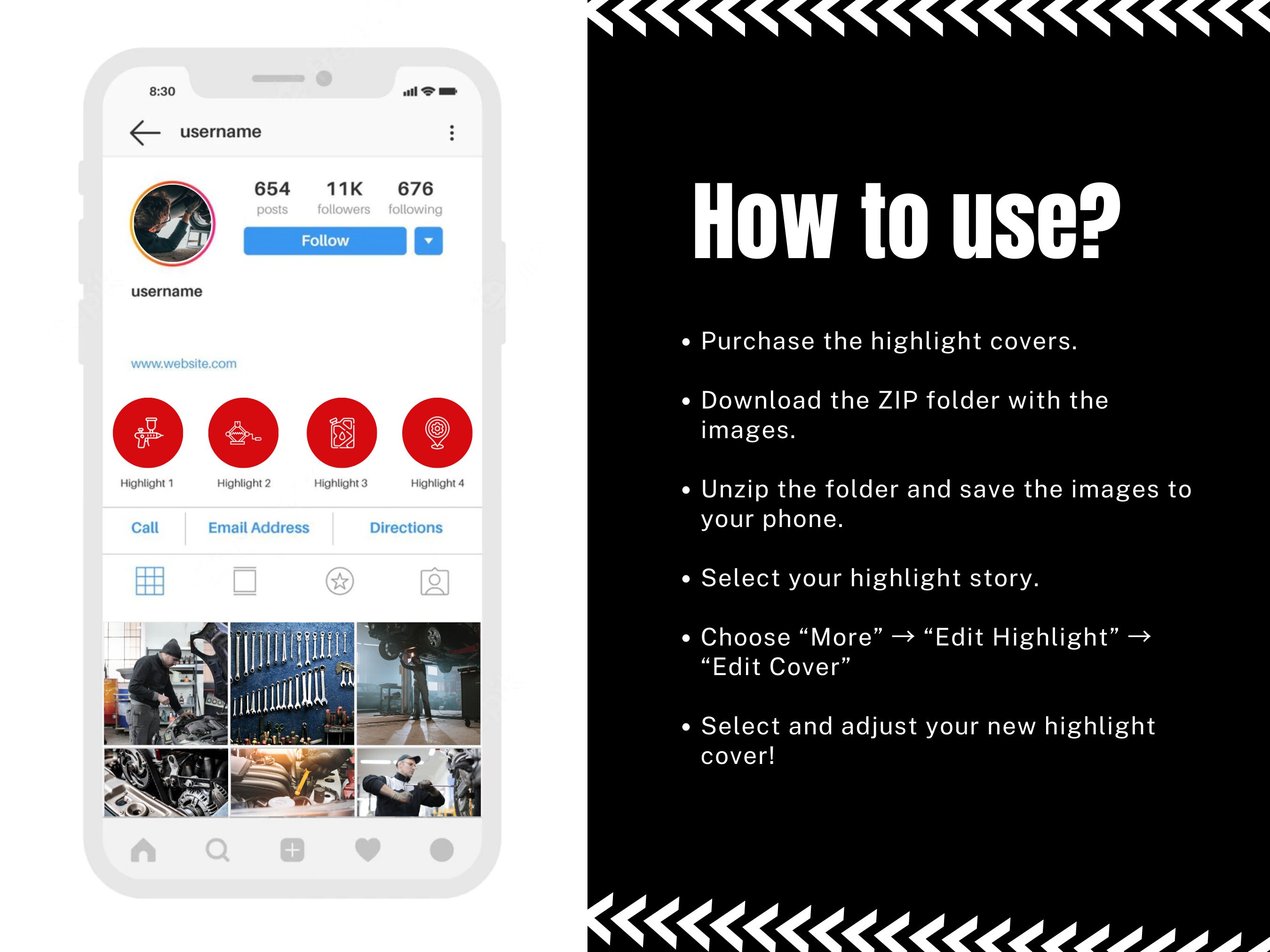 65 Auto Mechanic Instagram Highlight Covers | Car Repair Shop | 7x ...
