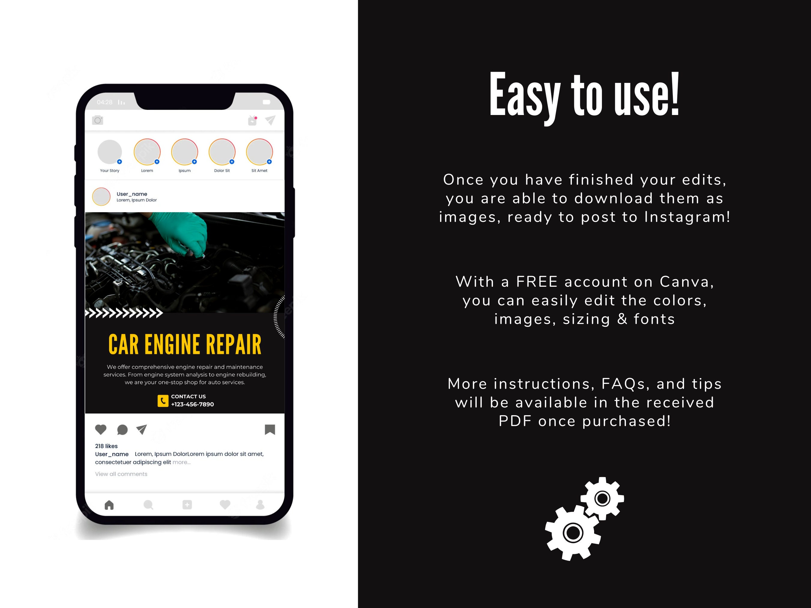 50 Auto Mechanic Instagram Post Templates | Automotive Car Repair Shop ...