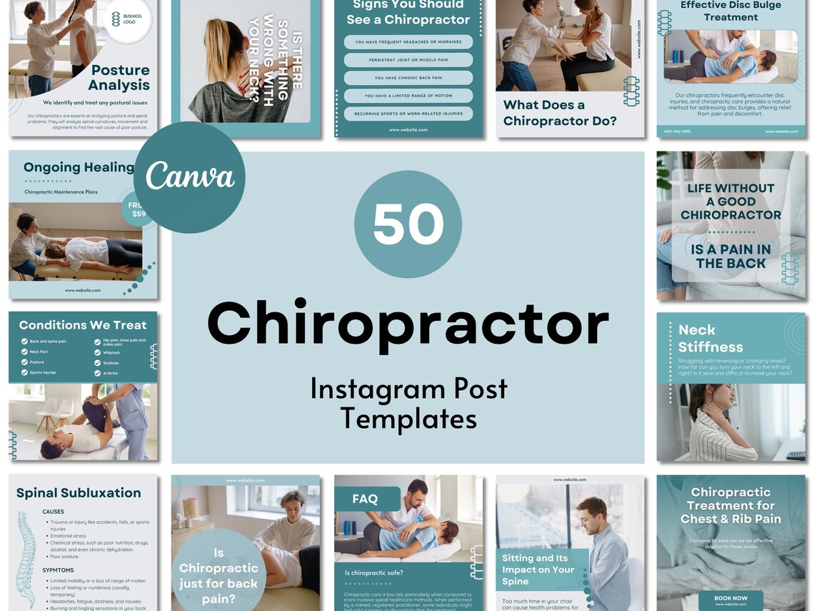 50 Chiropractor Instagram Post Templates | Chiropractic Doctor | Brand ...