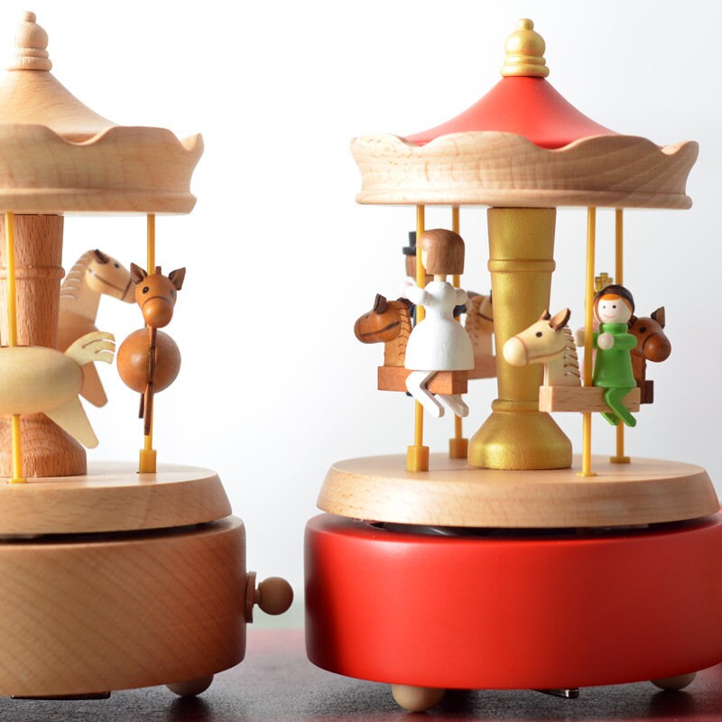 Personalized Lifting Carousel Wooden Music Box, Customized Music Box ...