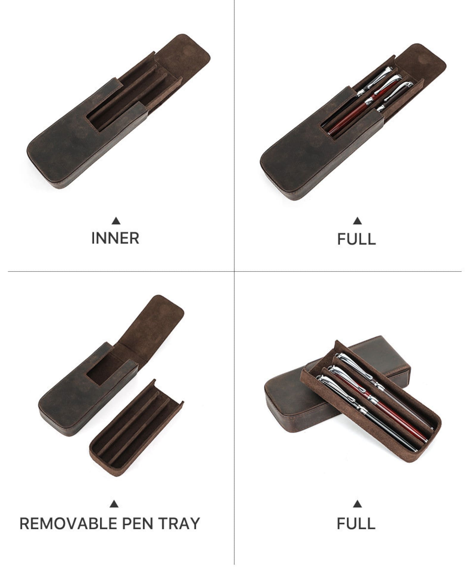 Personalized Engraving Vintage Leather Pen Pouch Magnetic Drawer Pen ...