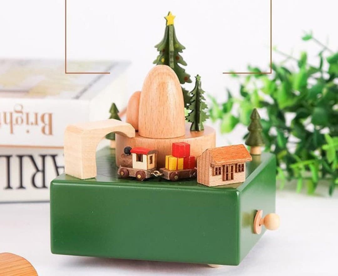 Personalized Christmas Train Wooden Music Box, Customized Music Box ...