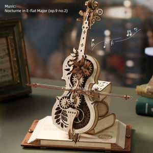 Violin Music Box DIY 3D Stereo Puzzle Wooden Cello Music Box ...