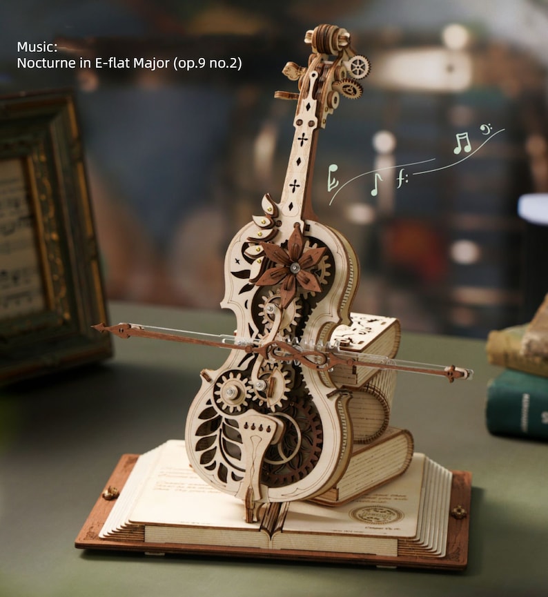 Violin Music Box DIY 3D Stereo Puzzle Wooden Cello Music Box ...