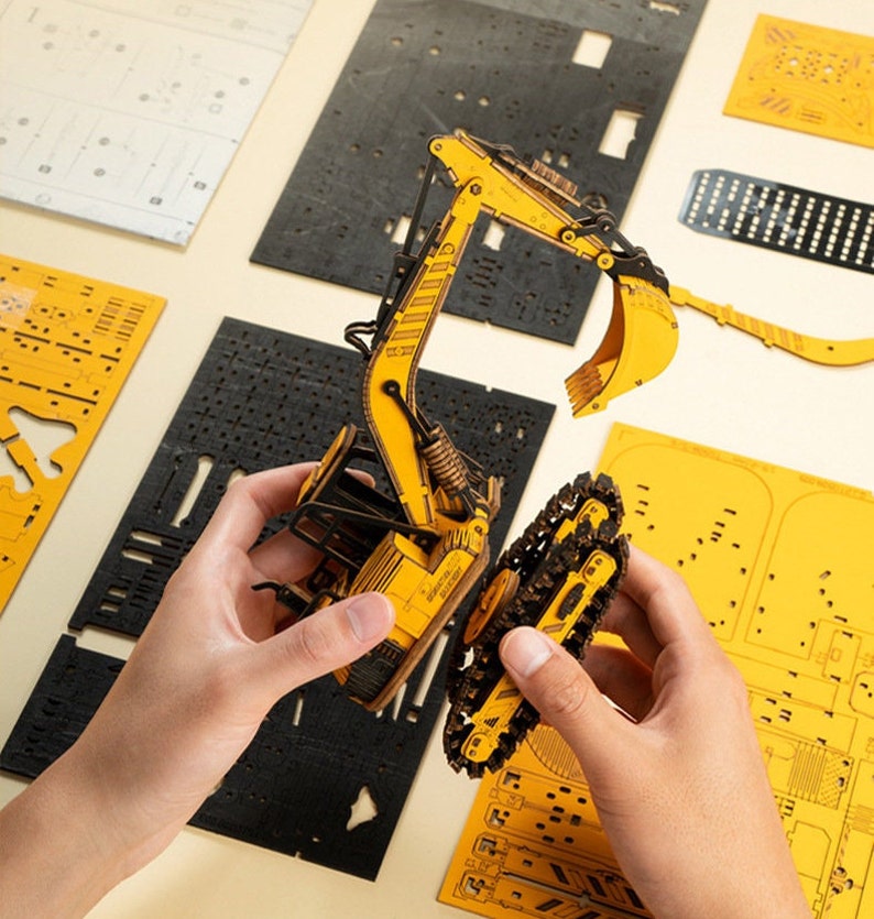 3D DIY Excavator Model Wooden Puzzle Interactive Construction - Etsy