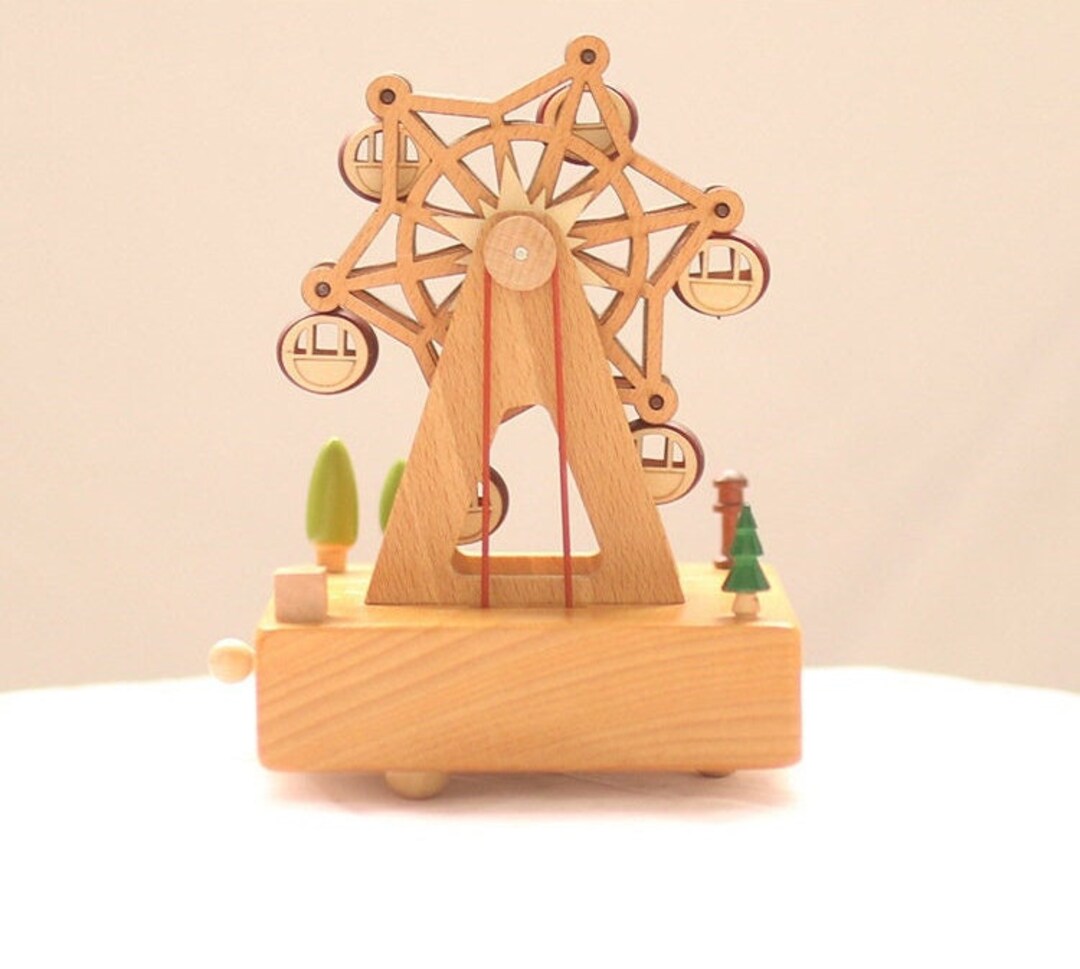 Personalized Spinning Ferris Wheel Wooden Music Box, Customized Music ...