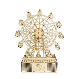 DIY Spinning Ferris Wheel Music Box 3D Stereo Puzzle Wooden Music Box ...