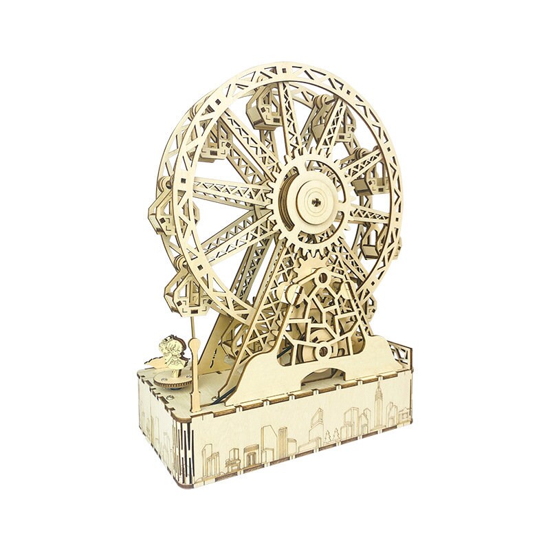 DIY Spinning Ferris Wheel Music Box 3D Stereo Puzzle Wooden Music Box ...