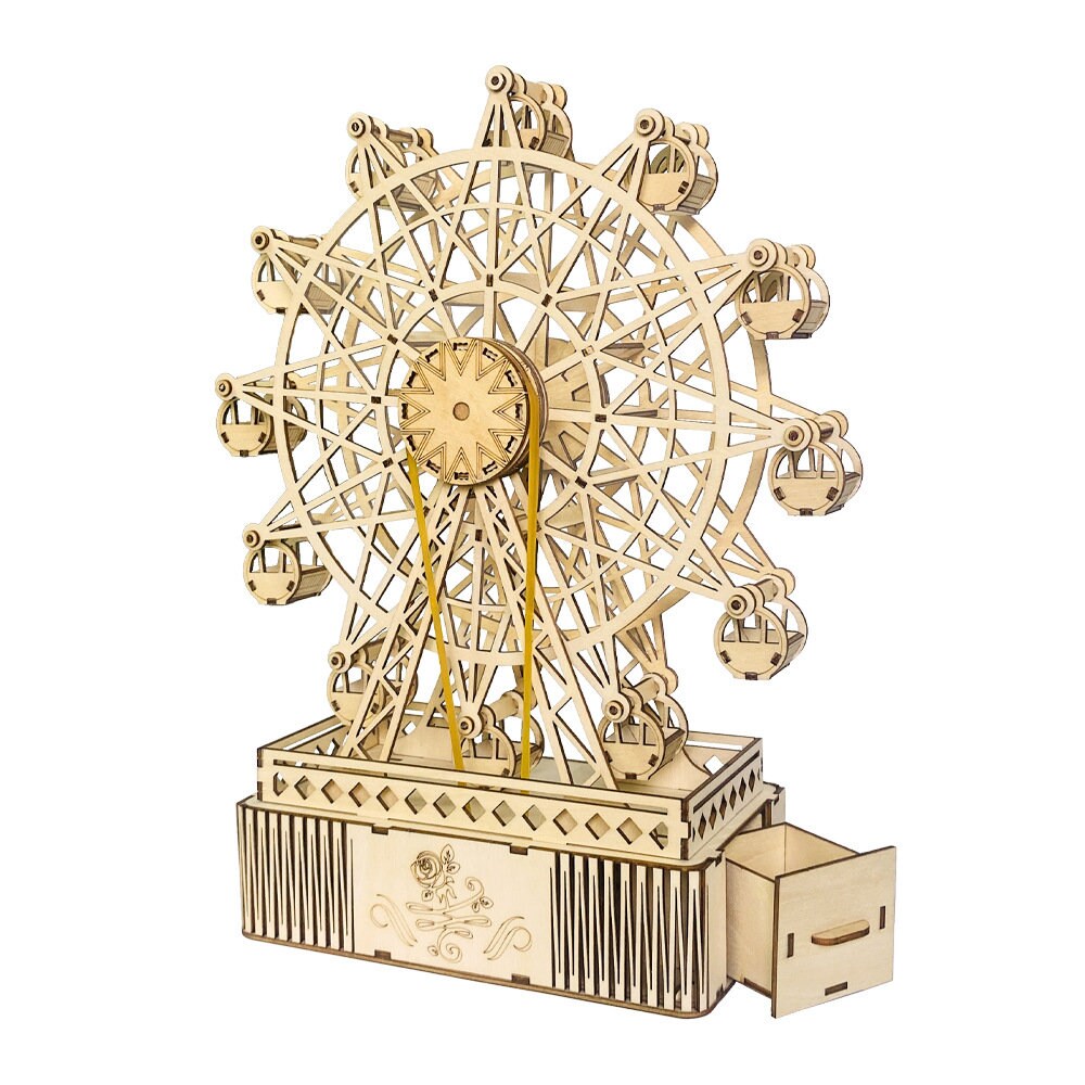 DIY Spinning Ferris Wheel Music Box 3D Stereo Puzzle Wooden - Etsy