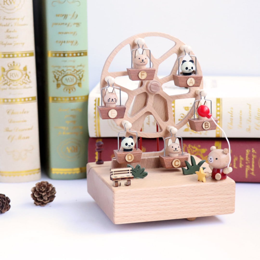 Personalised Animal Ferris Wheel Wooden Music Box, Customized Music Box ...