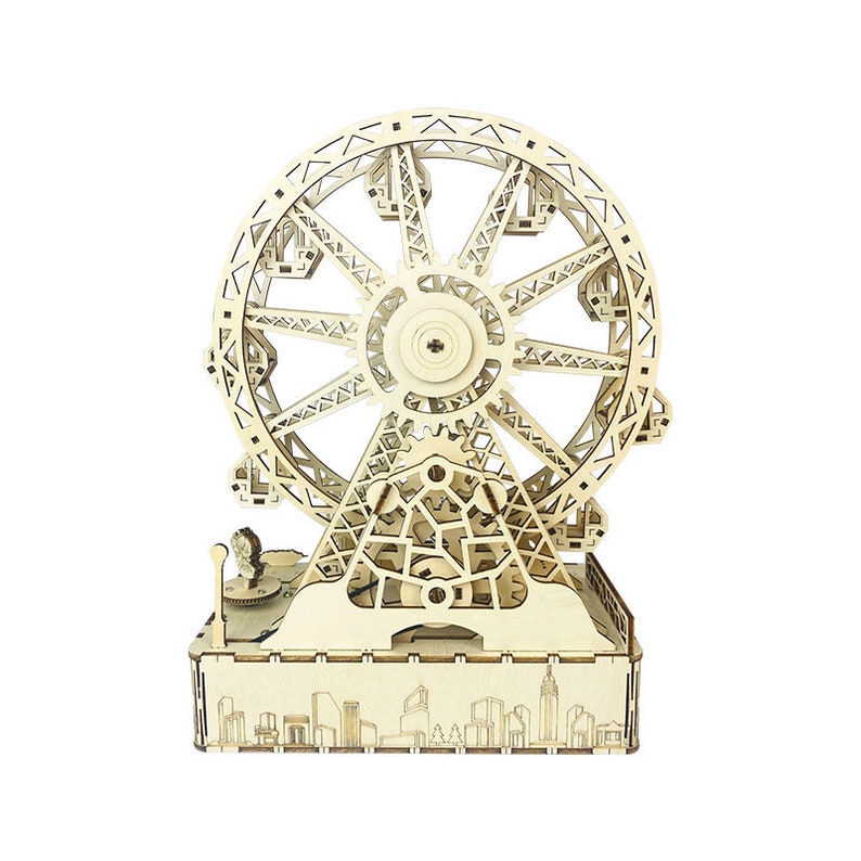 DIY Spinning Ferris Wheel Music Box 3D Stereo Puzzle Wooden Music Box ...