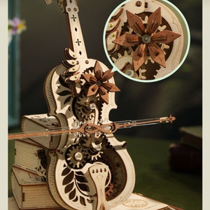 Violin Music Box DIY 3D Stereo Puzzle Wooden Cello Music Box ...