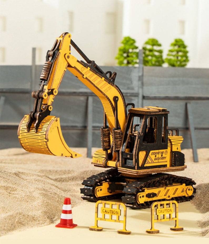 3D DIY Excavator Model Wooden Puzzle Interactive Construction - Etsy