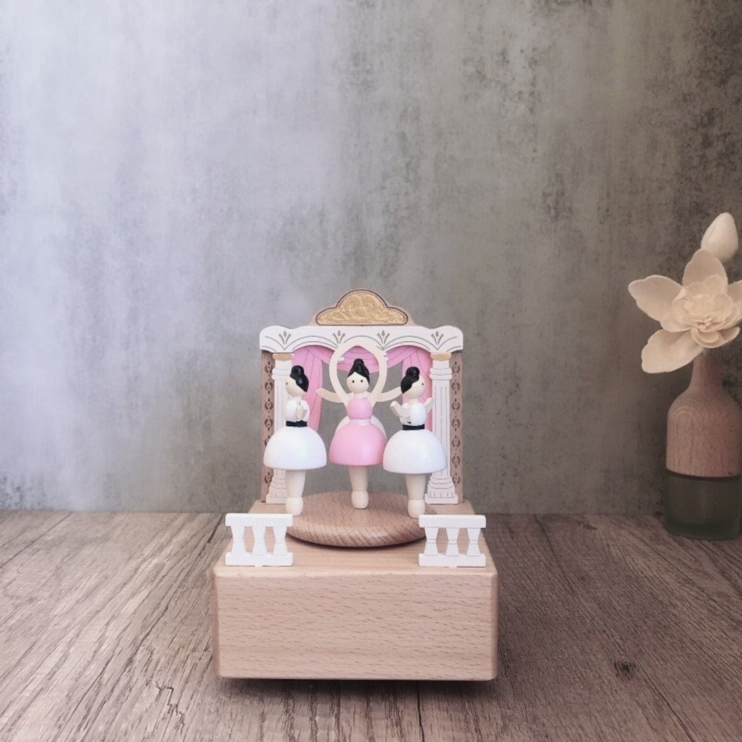 Dancing Girl Twirling Ballet Girl Wooden Music Box, Spin Ballerina Girl ...