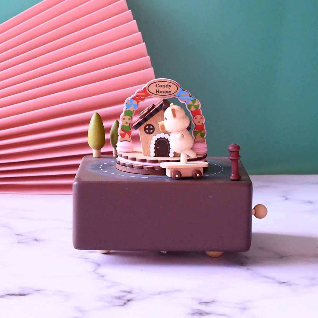 Personalized Coffee House Candy Piggy Wooden Music Box, Customized ...