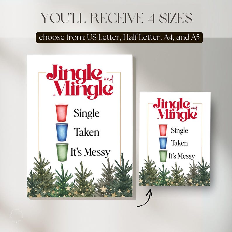 Printable Christmas Party Cup Sign Icebraker. Fun Relationship Status ...