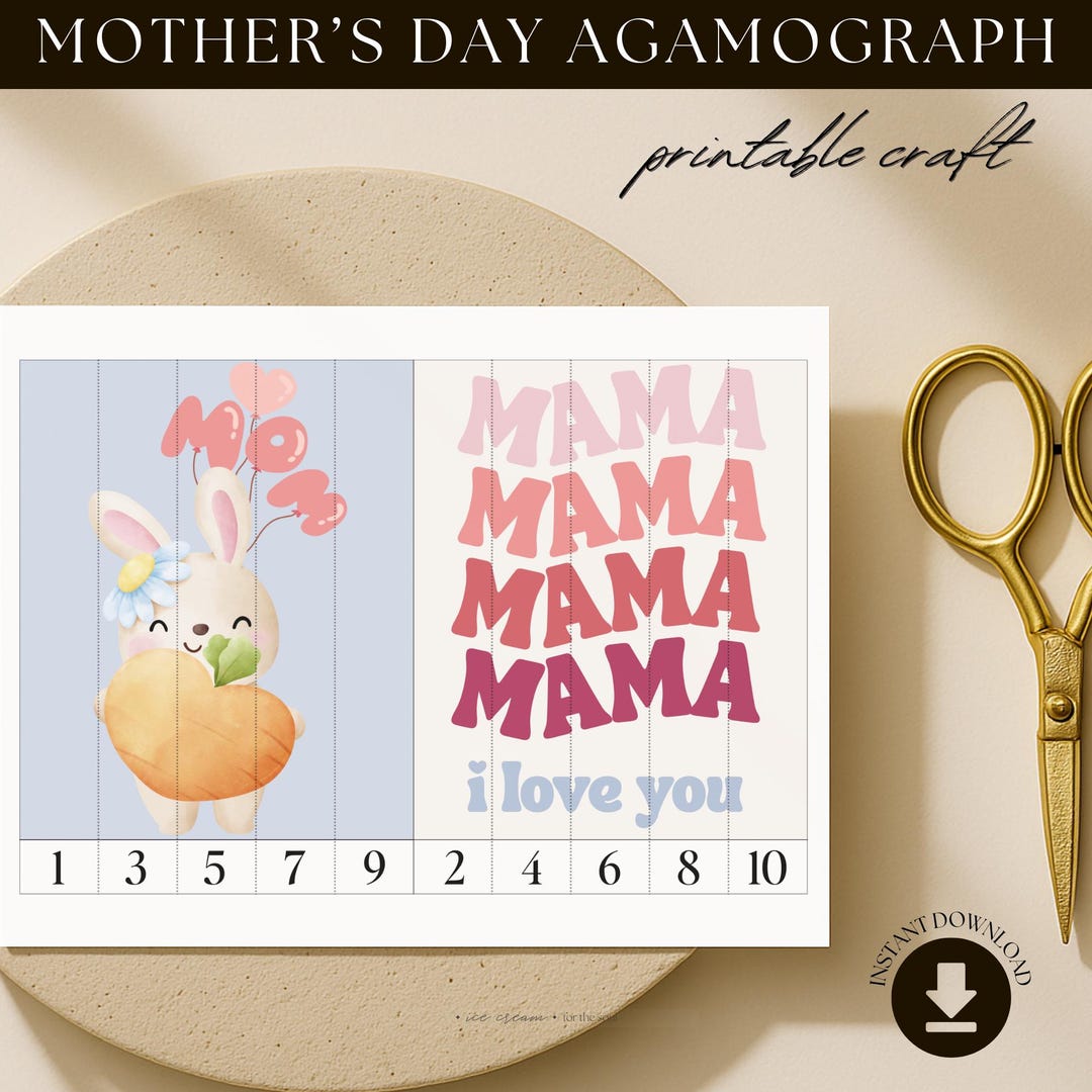 Mother’s Day Agamograph Activity. Coloring and Pre-colored Printable 3D ...