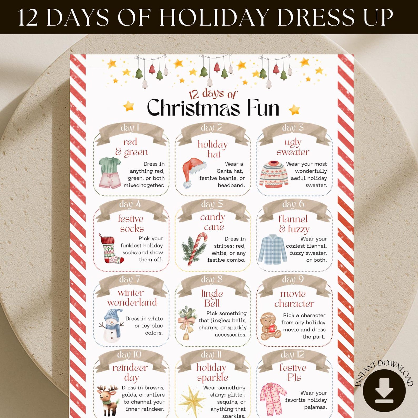 12 Days of Christmas Dress-up Printable Activity - Festive and Fun ...