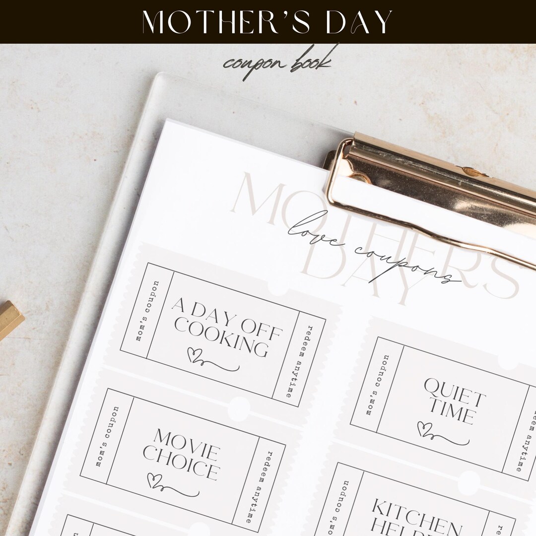 Happy Mother’s Day Coupon Book Printable Vouchers for Mom, Aesthetic ...