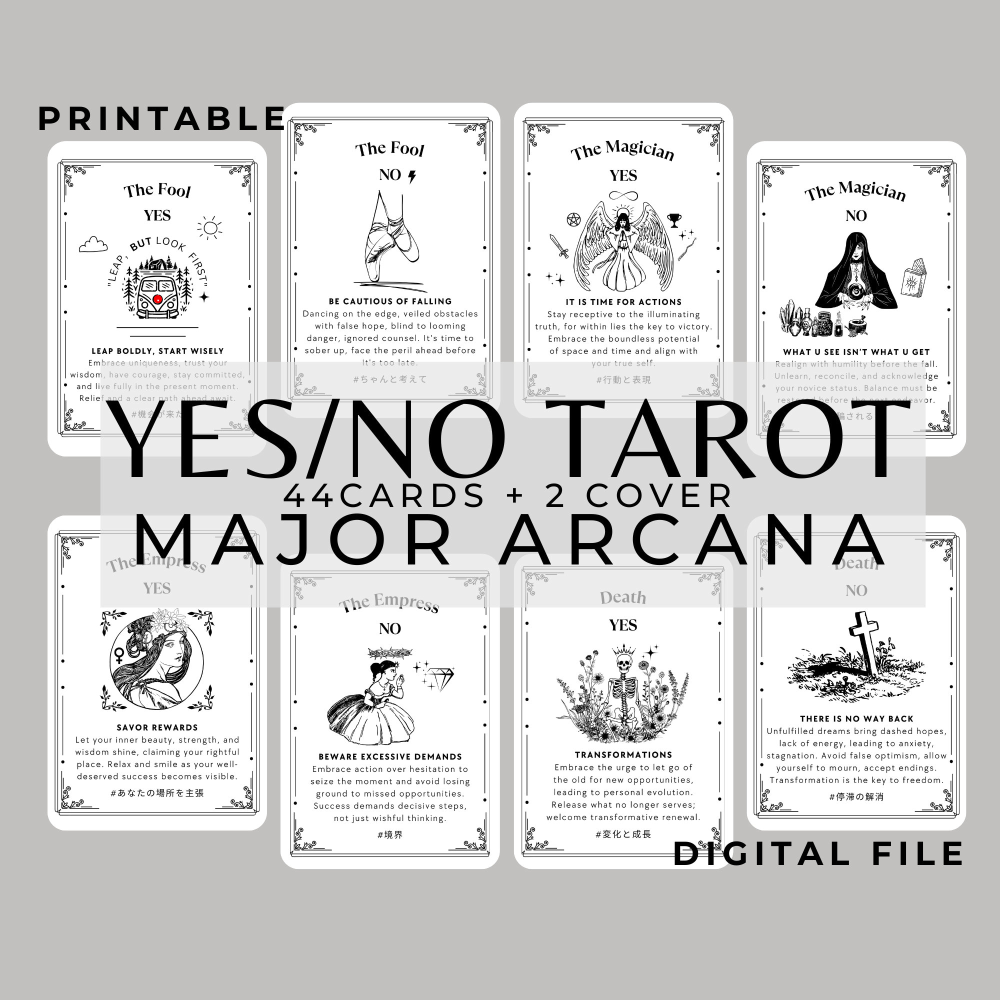 Printable Digital Tarot Deck for Beginners, Learning Tarot Deck 46 ...