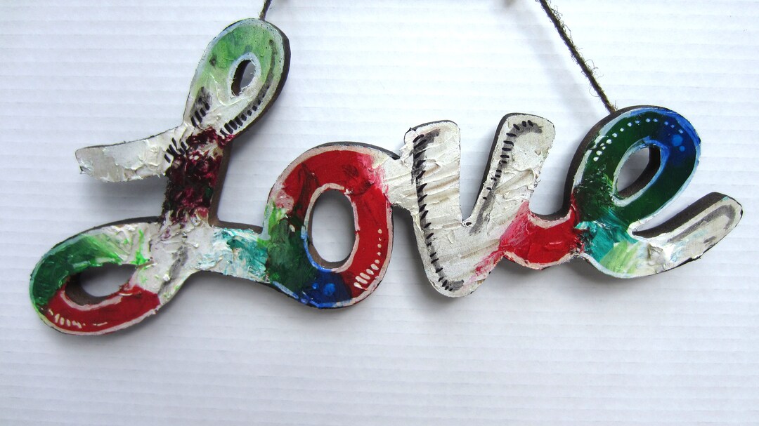 Hand Painted Love Sign: Acrylic Wood Wall Decor (5x13in) - Etsy