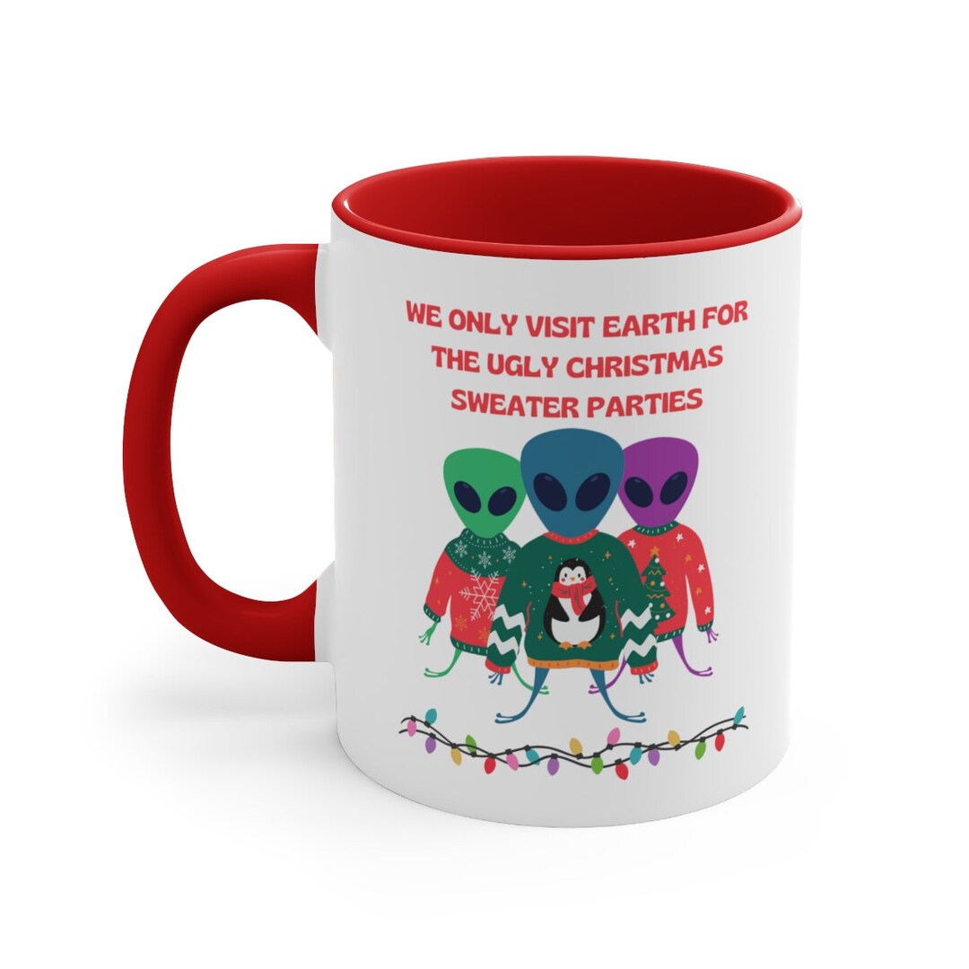 Christmas Lights Aliens Coffee Mug Holiday Aliens Mug Ugly - Etsy