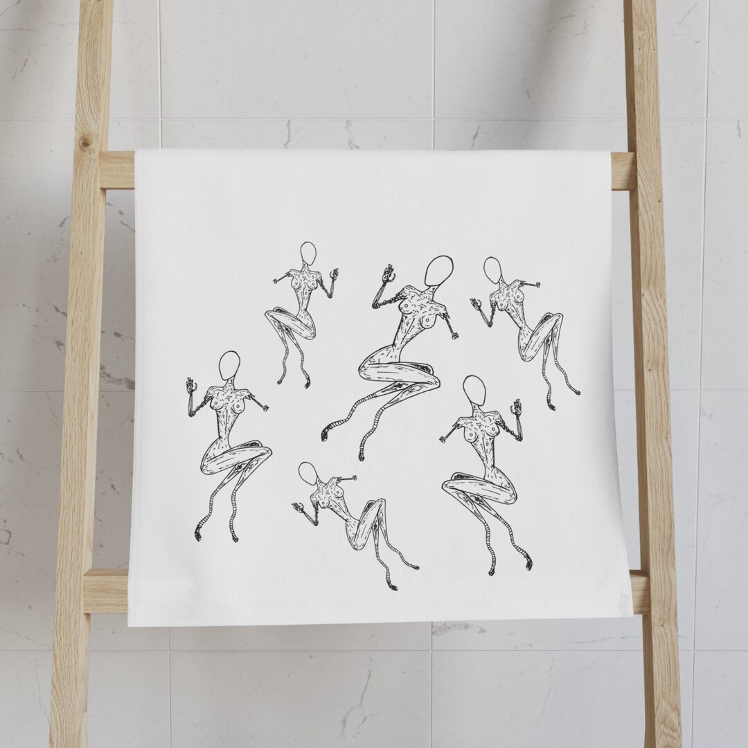 Surrealism Drawing Hand Towel, Lowbrow Female Figure Towel, Pop ...