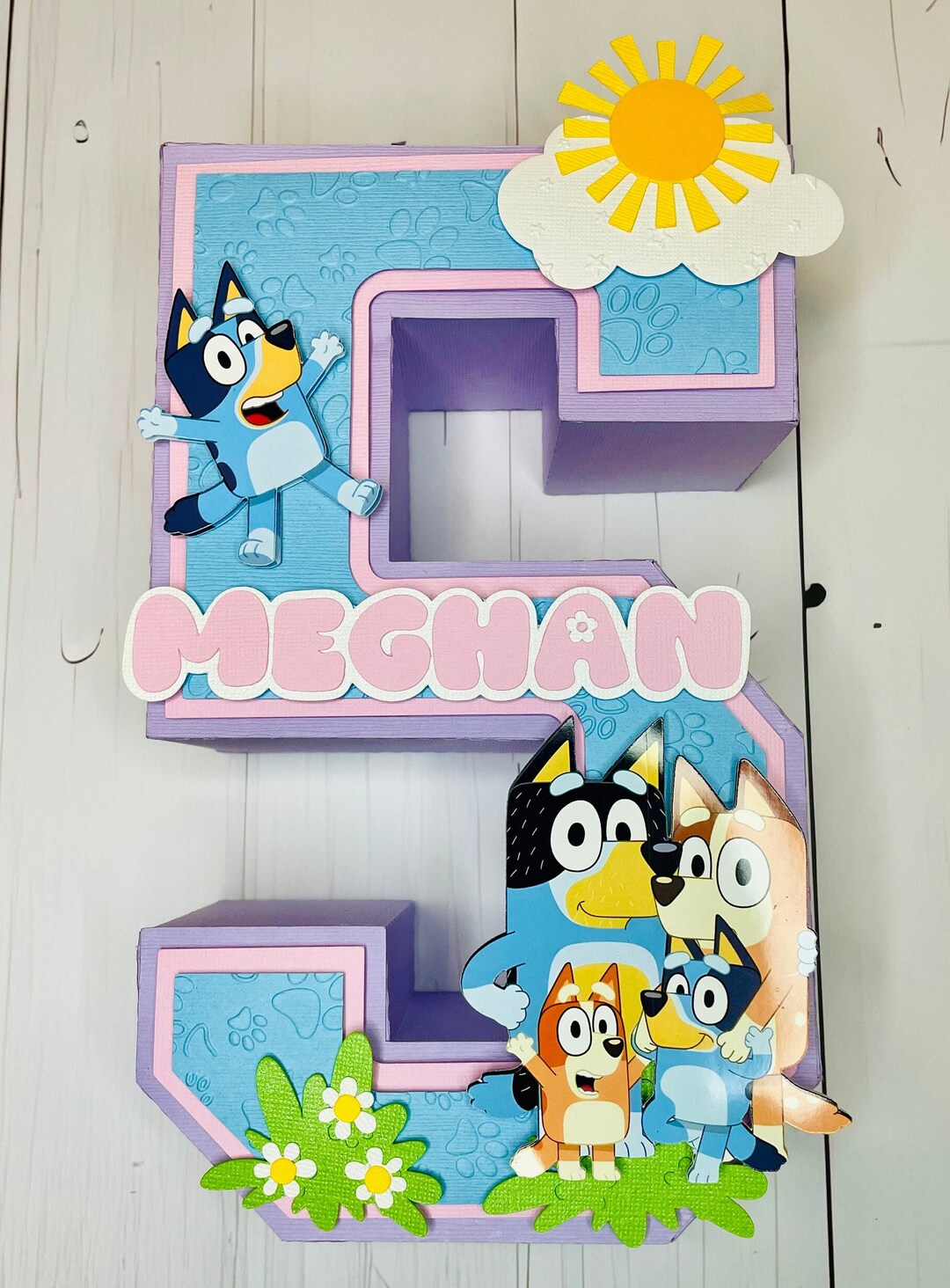 Bluey 3D Number Cardstock, Paper Number Custom Name, Bluey 3d Letter ...