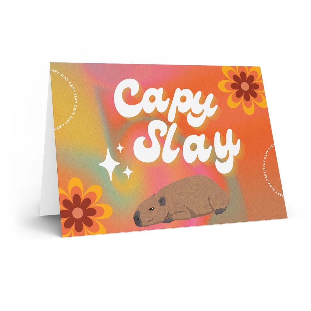 Capy Slay Capybara Card - Etsy