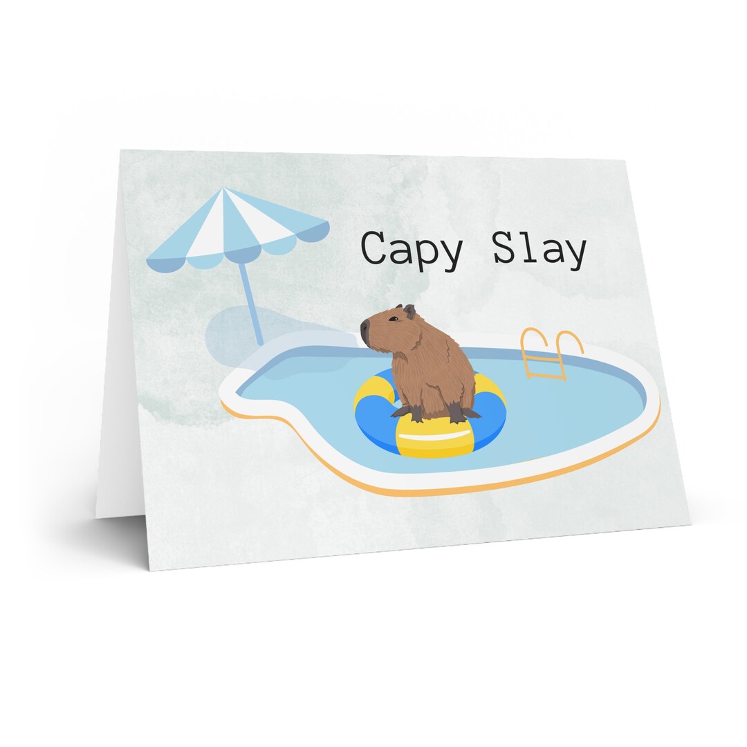 Capy Slay Capybara in the Pool Card - Etsy Australia