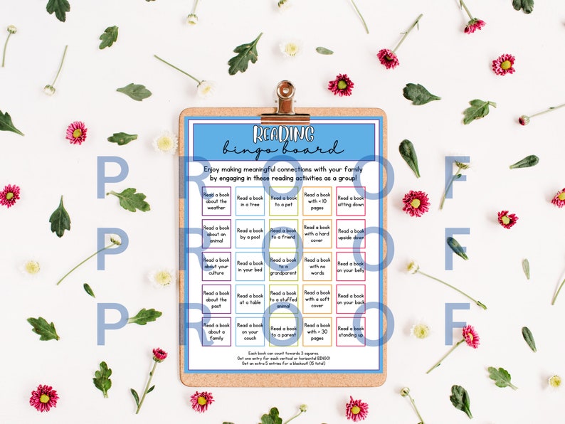 Reading Bingo Board Printable INSTANT DOWNLOAD Great for - Etsy