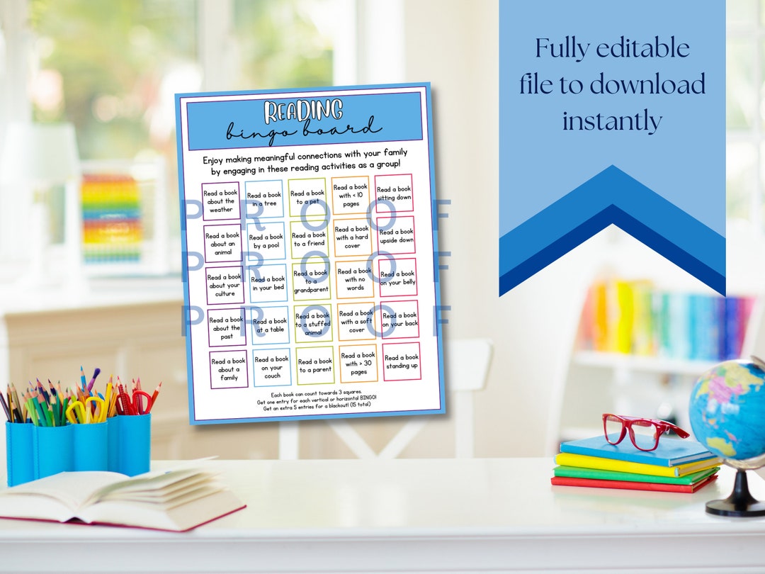 Reading Bingo Board Printable INSTANT DOWNLOAD Great for Teachers ...