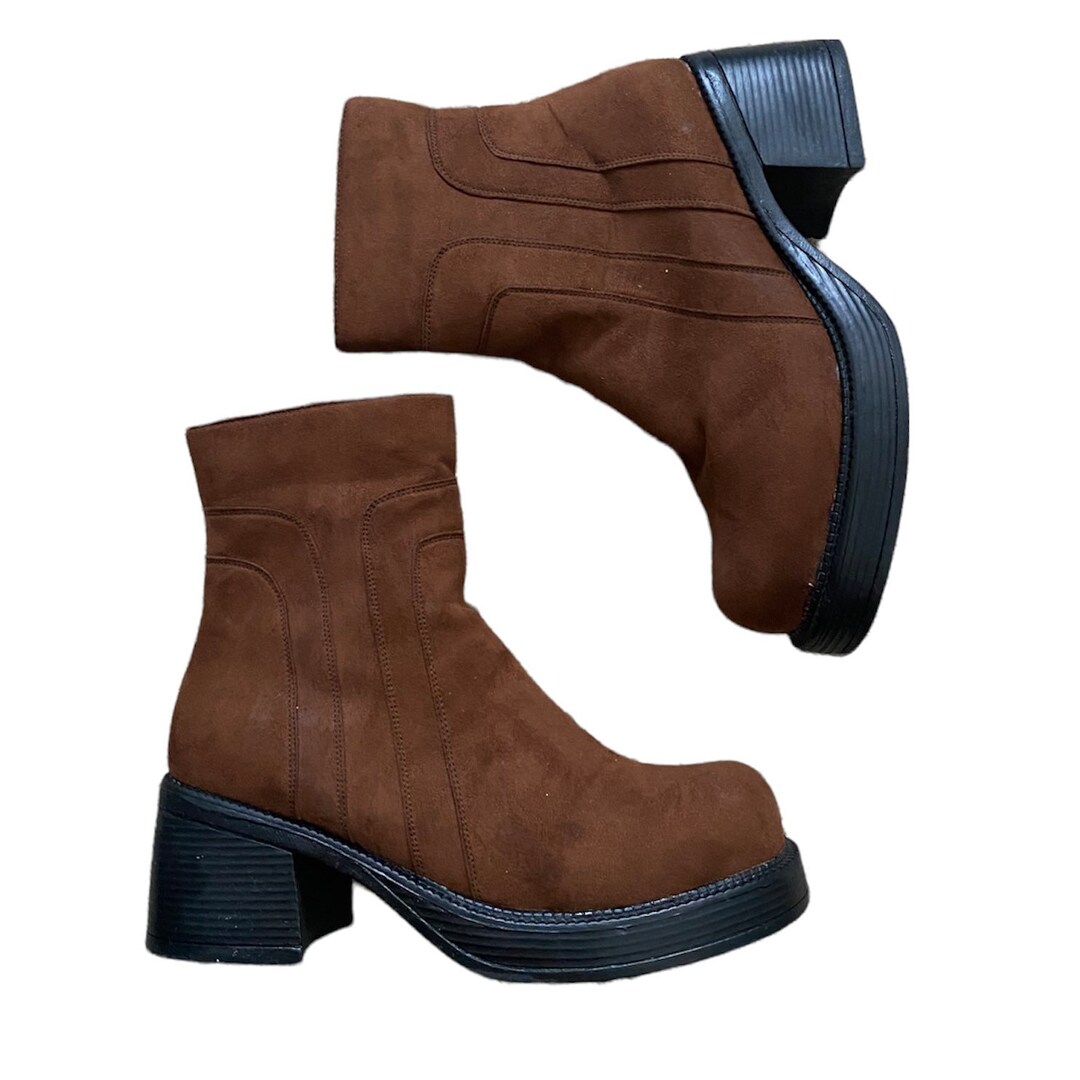 Vintage Platform Suede Boots - Etsy