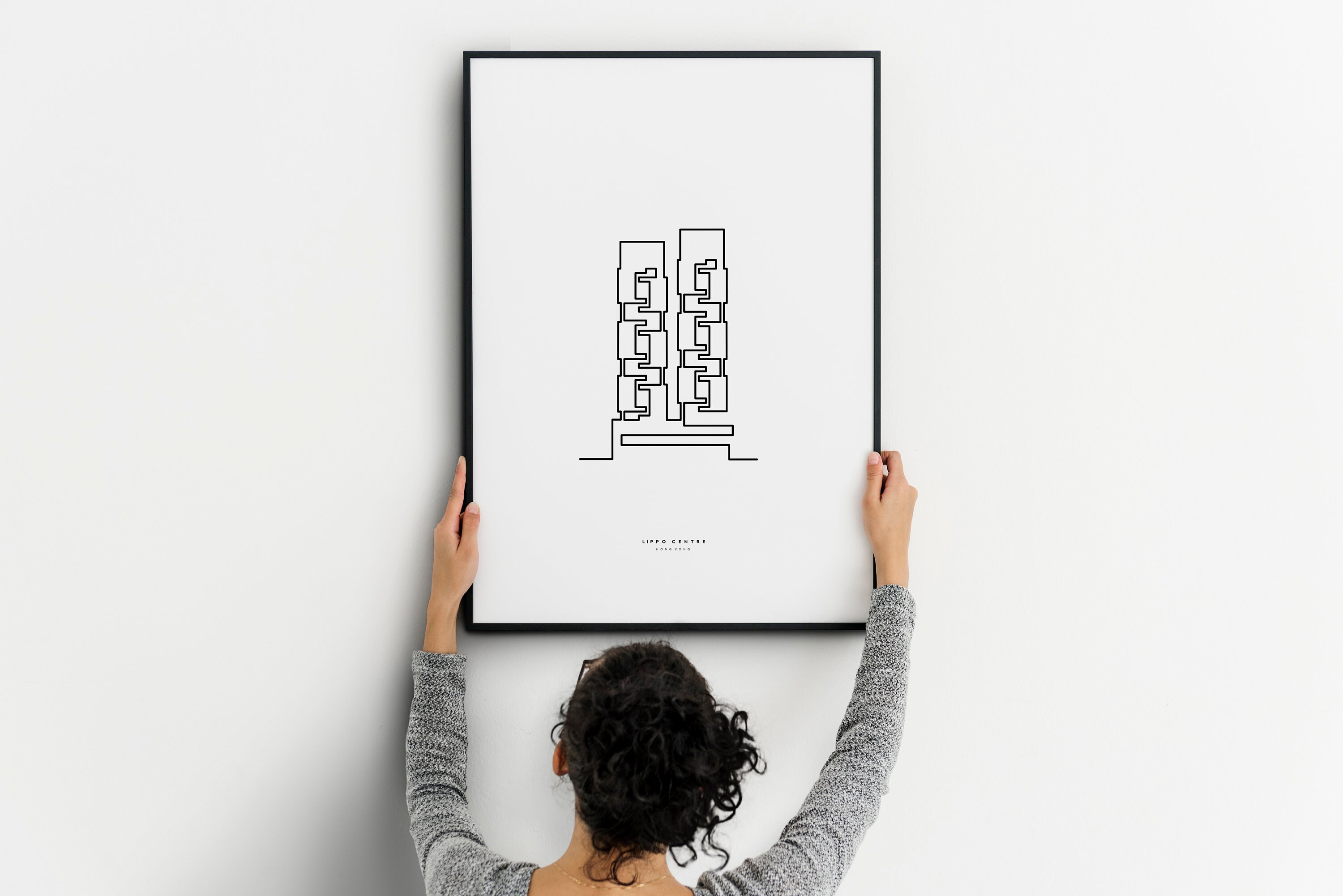 SET of 4 Architectural Prints, Hong Kong Buildings, Minimalist Single ...