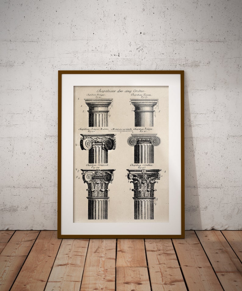 COLUMN CAPITALS Architecture Prints Five Architectural - Etsy