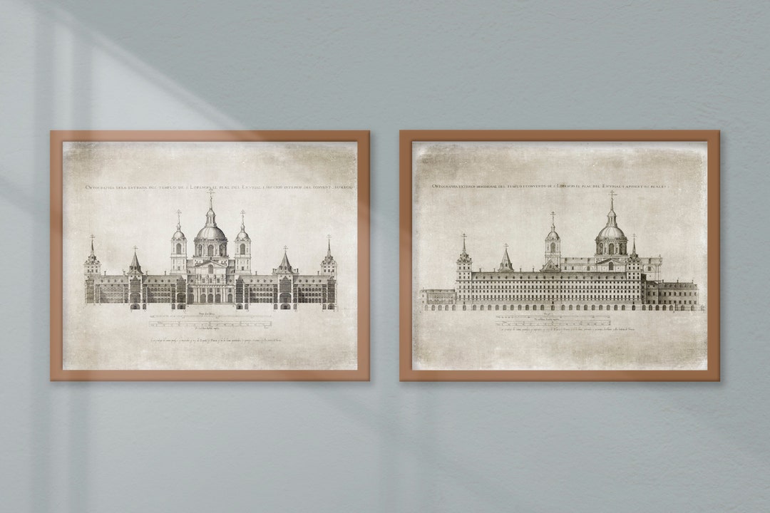 El Escorial 1560 Set of 2 Architecture Prints, Spanish Architecture ...