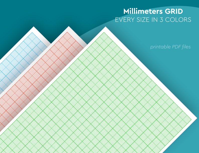 Printable 1mm X 1mm Grid GRAPH PAPER, Milimeters Grid, 3 Different ...