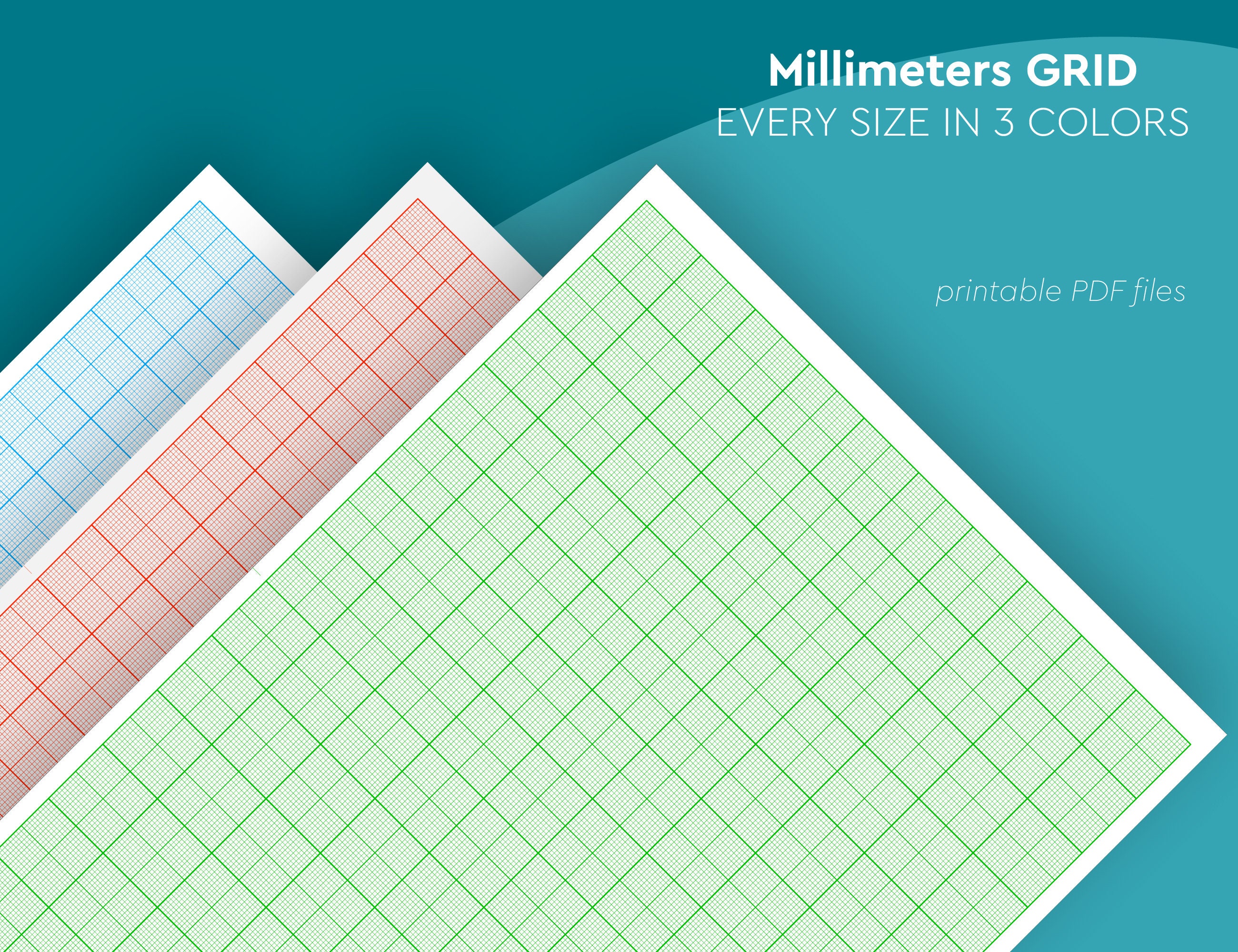 Printable 1mm X 1mm Grid GRAPH PAPER, Milimeters Grid, 3 Different ...