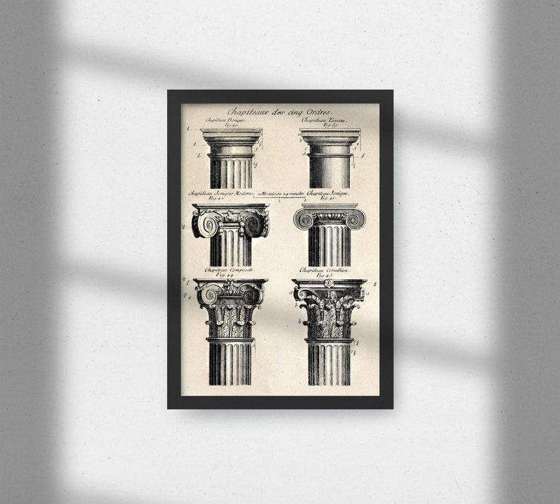 COLUMN CAPITALS Architecture Prints Five Architectural - Etsy