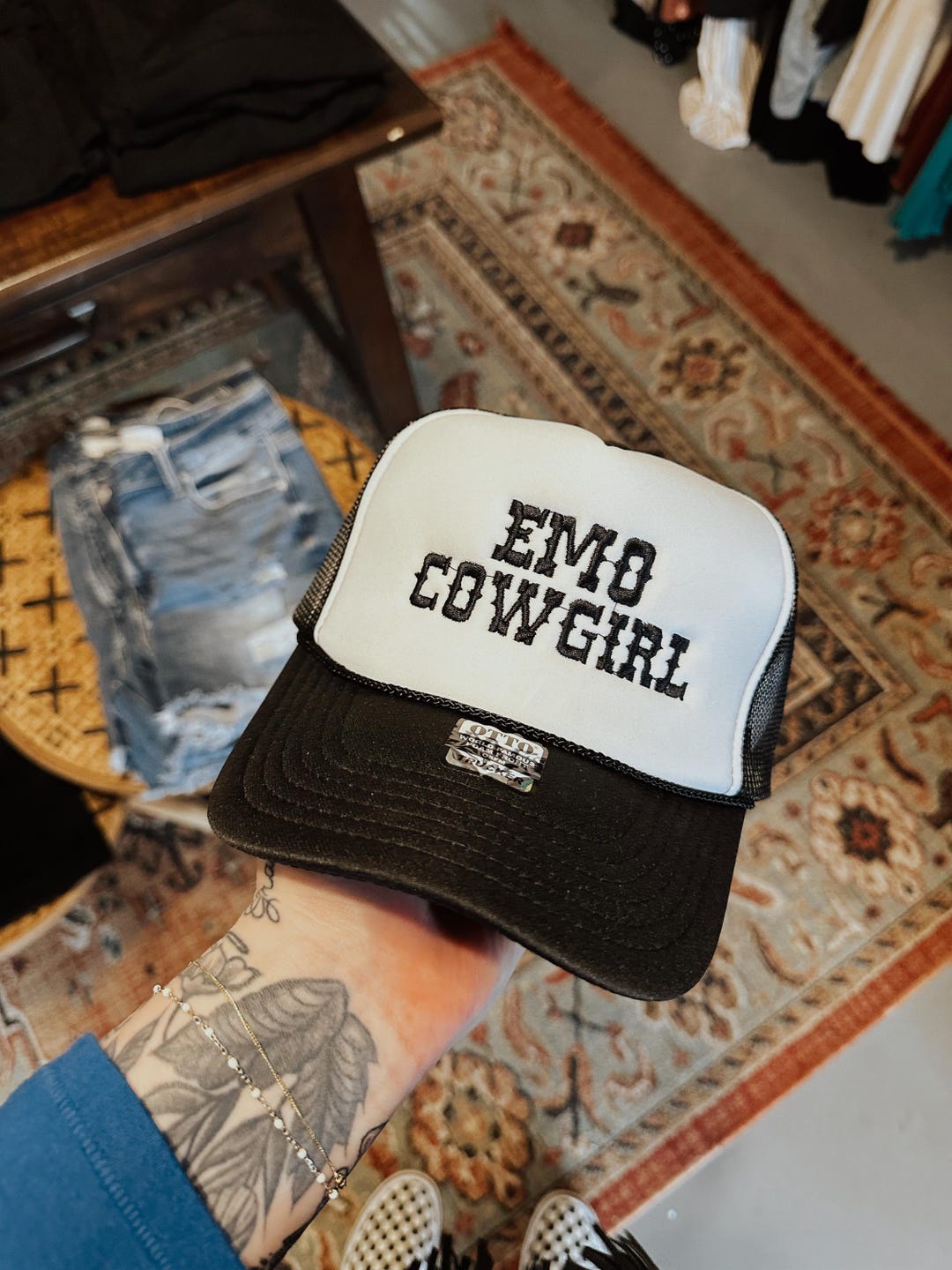 Emo Cowgirl Embroidered Trucker Hat - Etsy