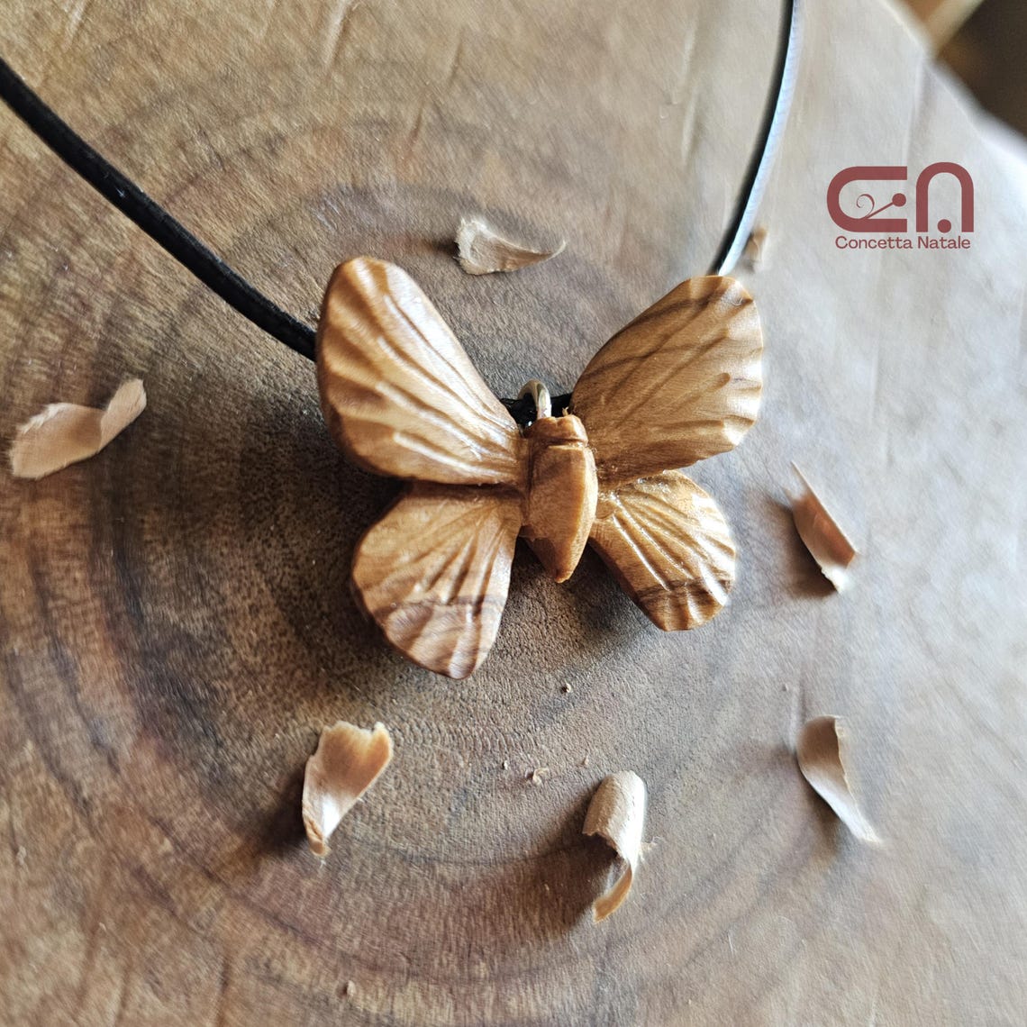 Butterfly Necklace. Pendant Hand Carved in Olive Wood. - Etsy