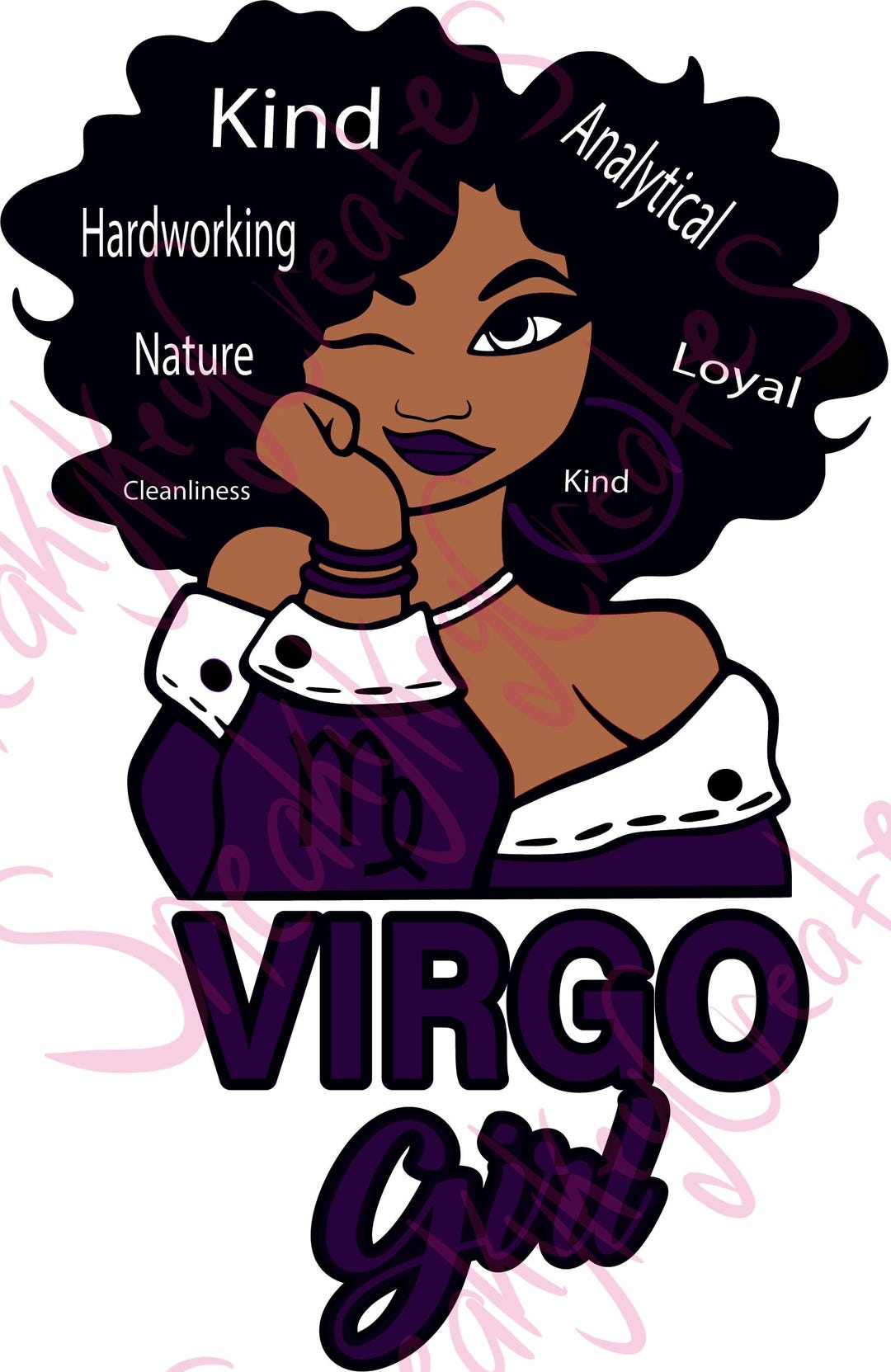 Virgo Purple Girl Zodiac Digital - Etsy