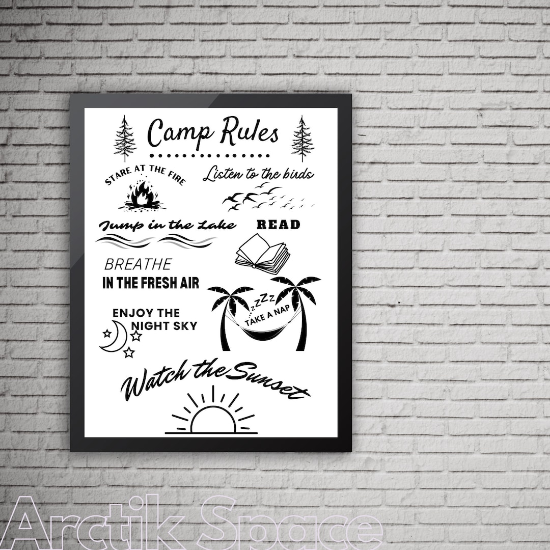 Camping Rules Printable Poster A4 Size Print, Caravan and Camping - Etsy